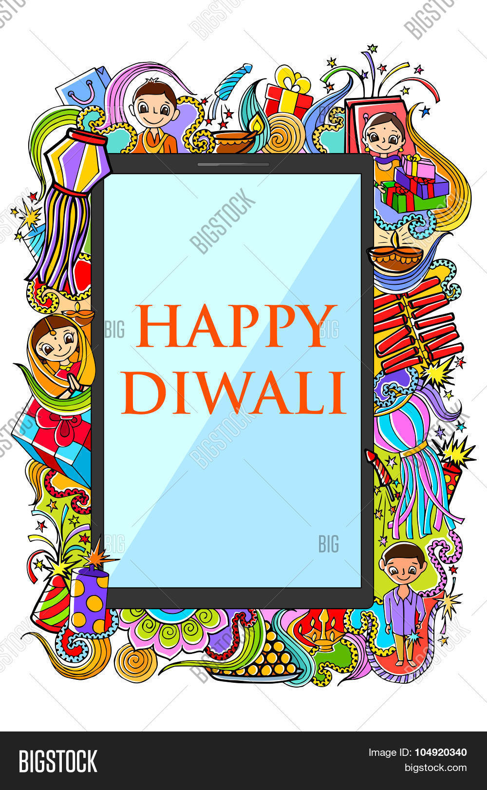 Happy Diwali Doodle Vector & Photo (Free Trial) | Bigstock