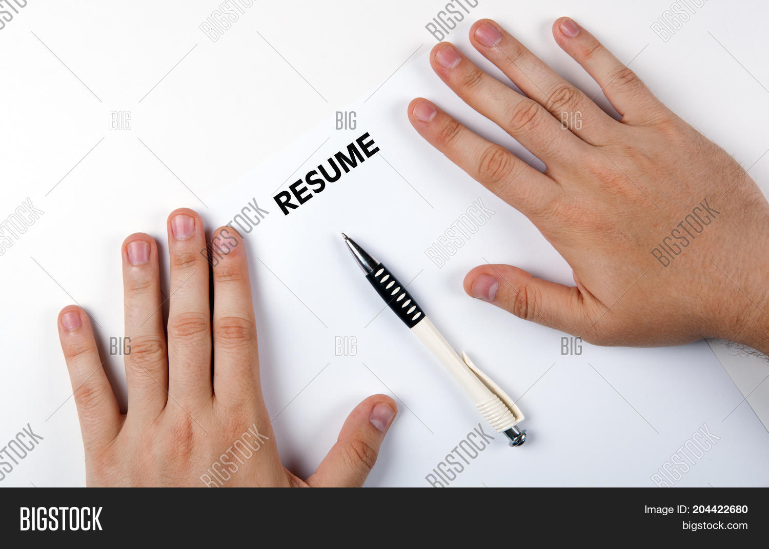 Man's Hands On Resume Image & Photo (Free Trial) | Bigstock