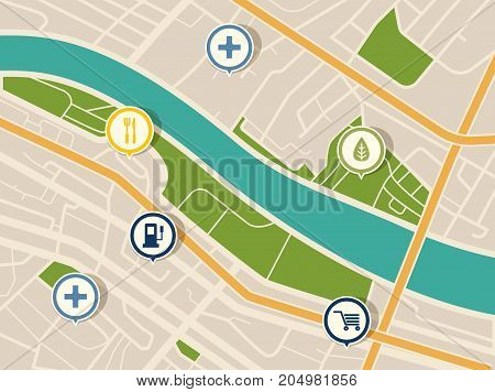 Top View On Map Gps Vector & Photo (Free Trial) | Bigstock