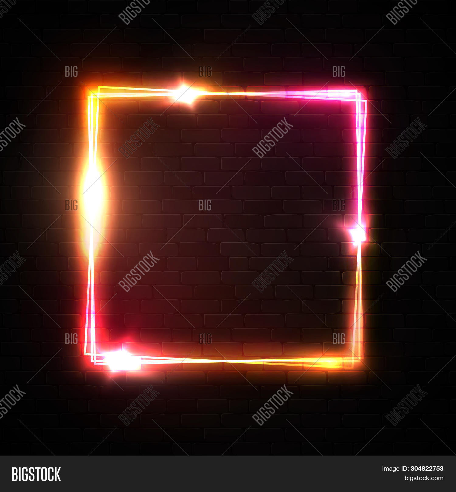 Neon Square Frame On Image & Photo (Free Trial) | Bigstock