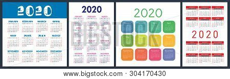 Calendar 2020 Year Set. Vector Square And Vertical Calender Design ...