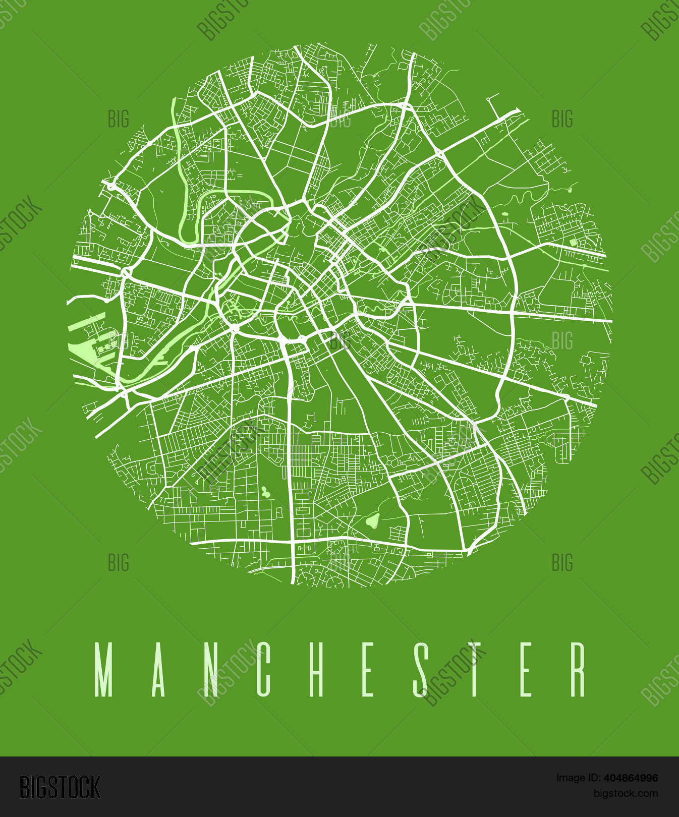 Manchester Map Poster Vector & Photo (Free Trial) | Bigstock