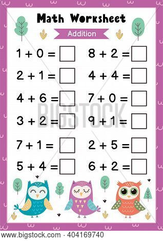 Math Worksheet Kids. Vector & Photo (Free Trial) | Bigstock