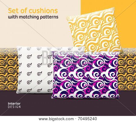Set Cushions Pillows Vector & Photo (Free Trial) | Bigstock