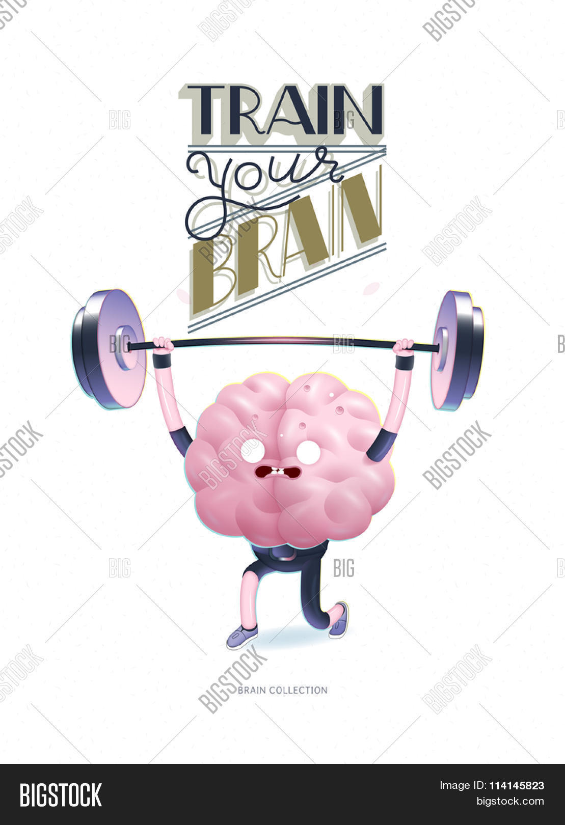 Cartoon Brain With Glasses Train The Brain For Knowledge