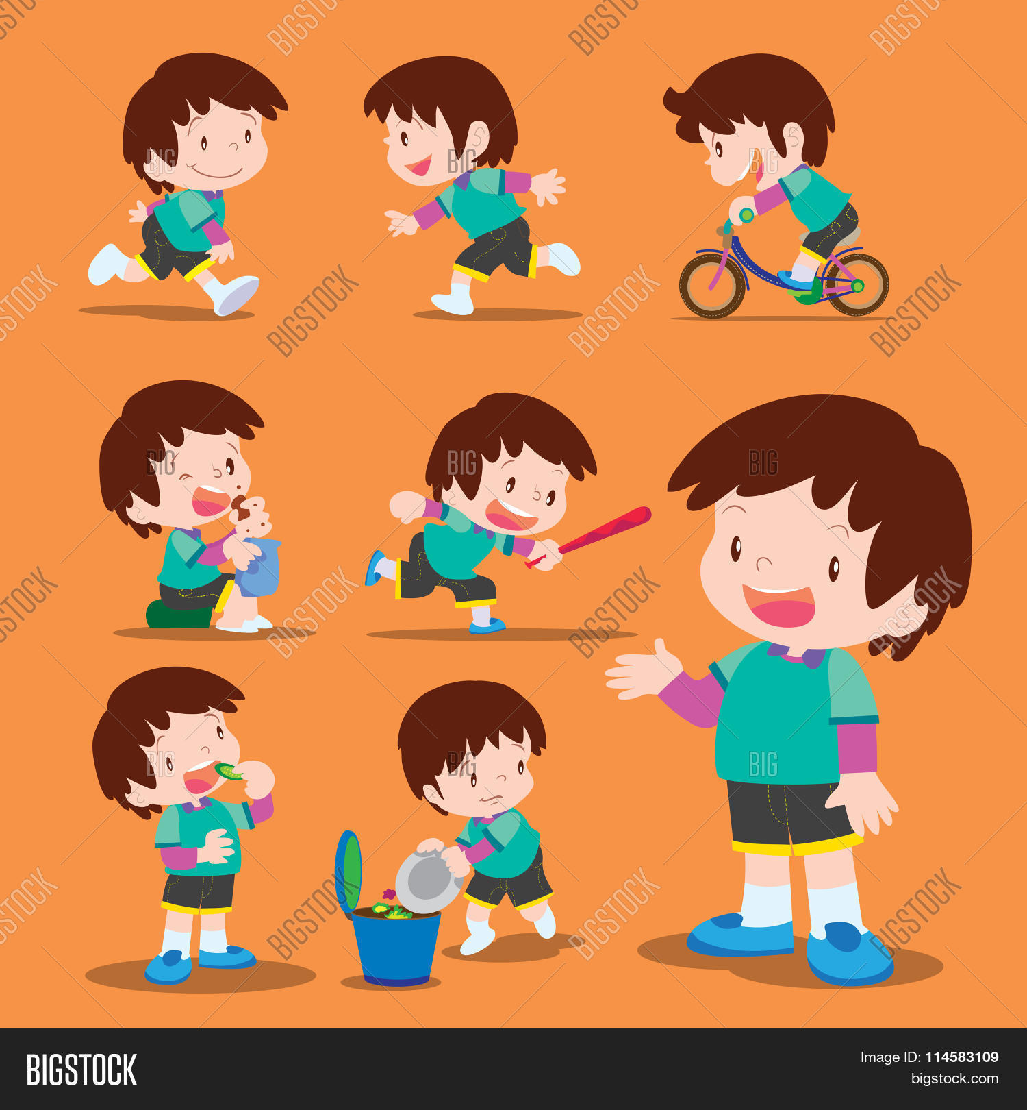 Cute Boy Many Actions Vector & Photo (Free Trial) | Bigstock