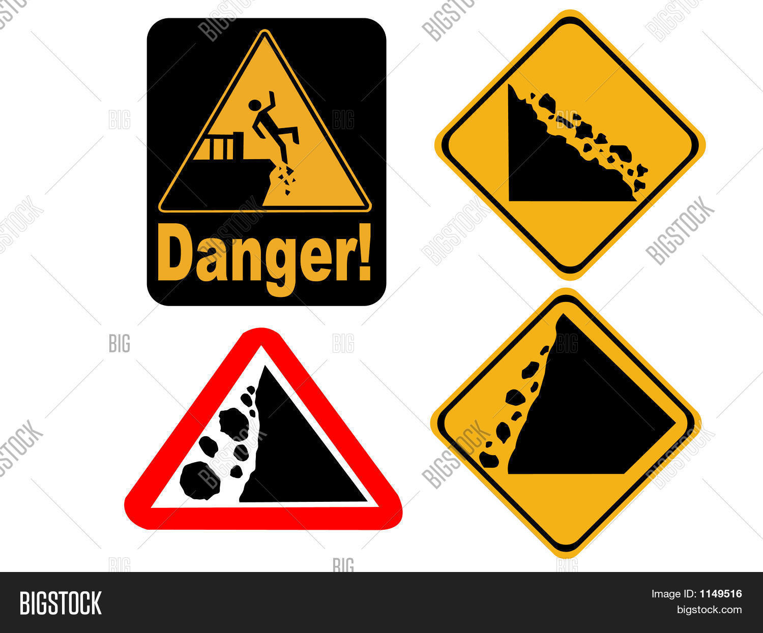 Falling Rock Signs Image & Photo (Free Trial) | Bigstock
