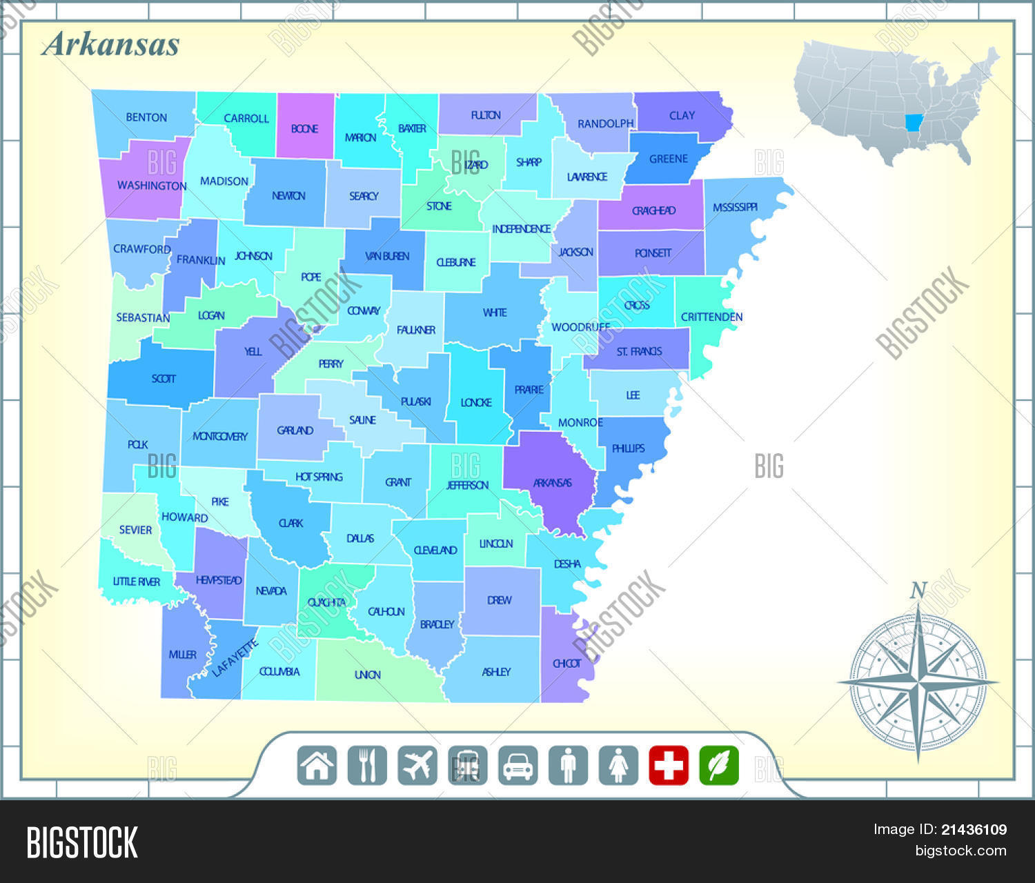Arkansas State Map Vector & Photo (Free Trial) | Bigstock