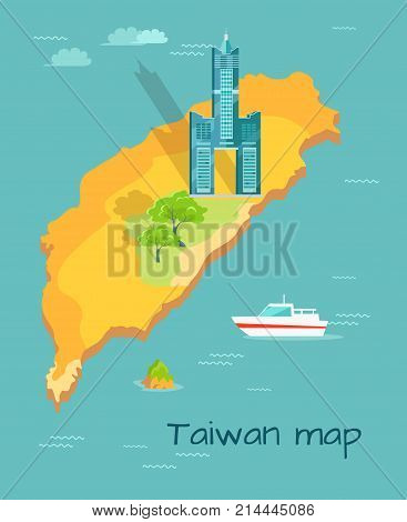 Cartoon Taiwan Map Vector & Photo (Free Trial) | Bigstock