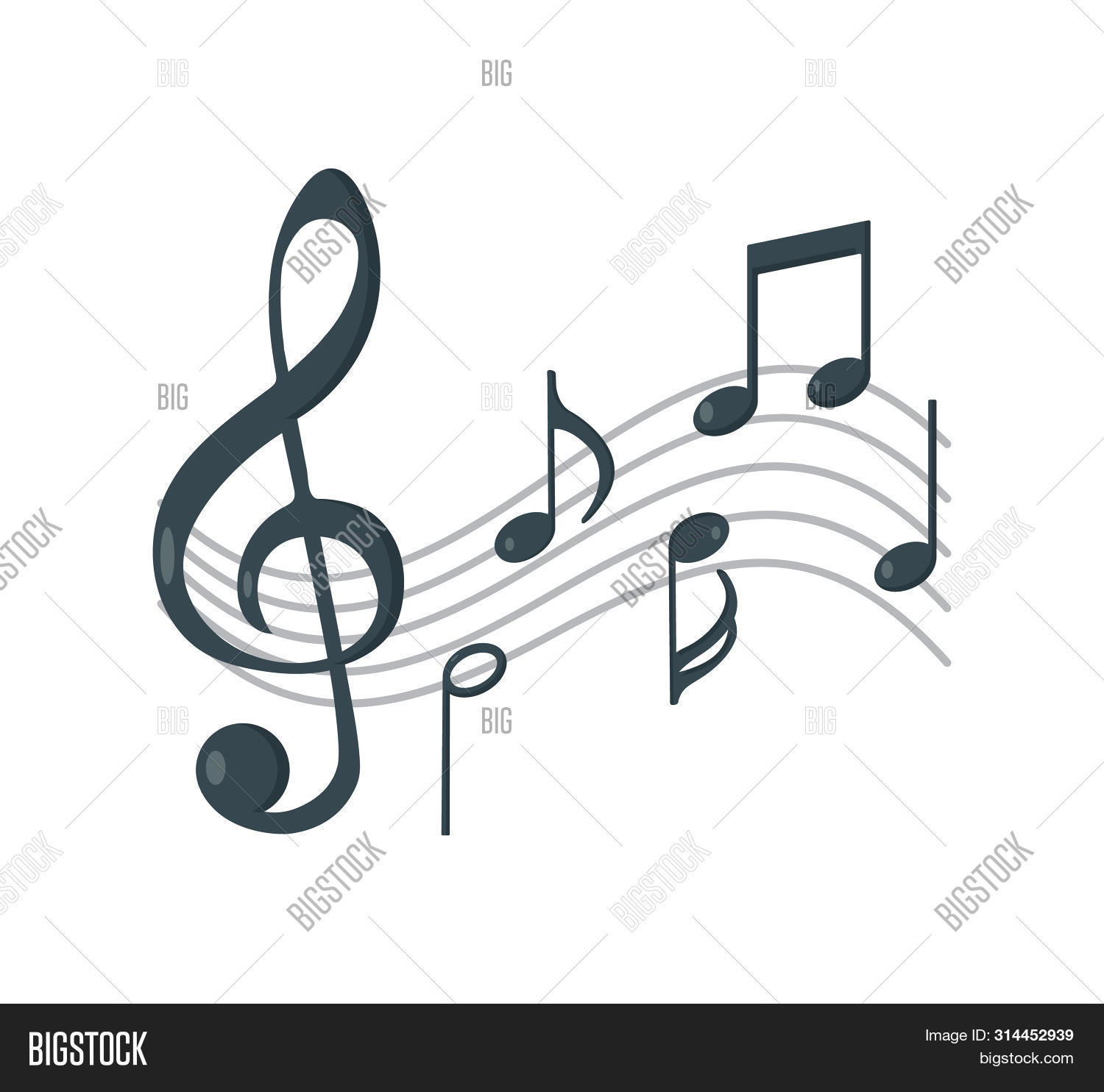 Music Notes Curved Image & Photo (Free Trial) | Bigstock
