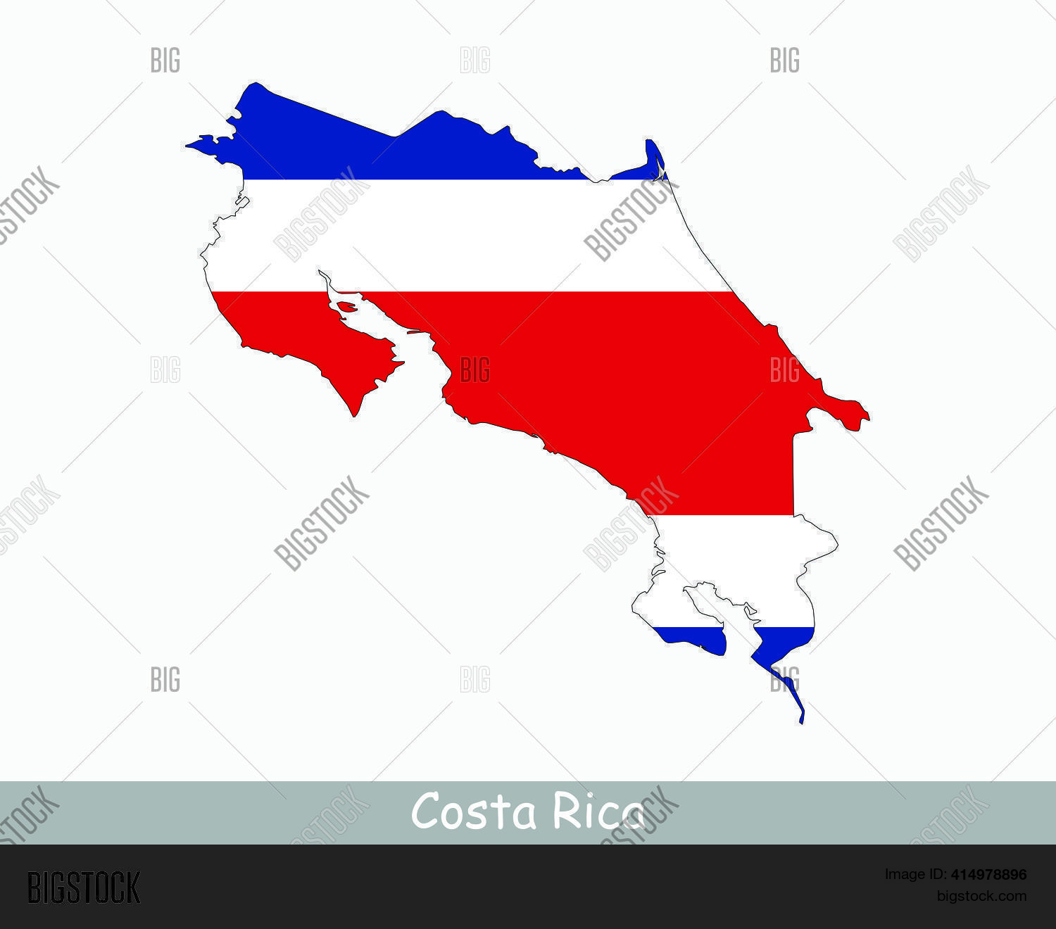 Costa Rica Map Flag. Vector & Photo (Free Trial) | Bigstock