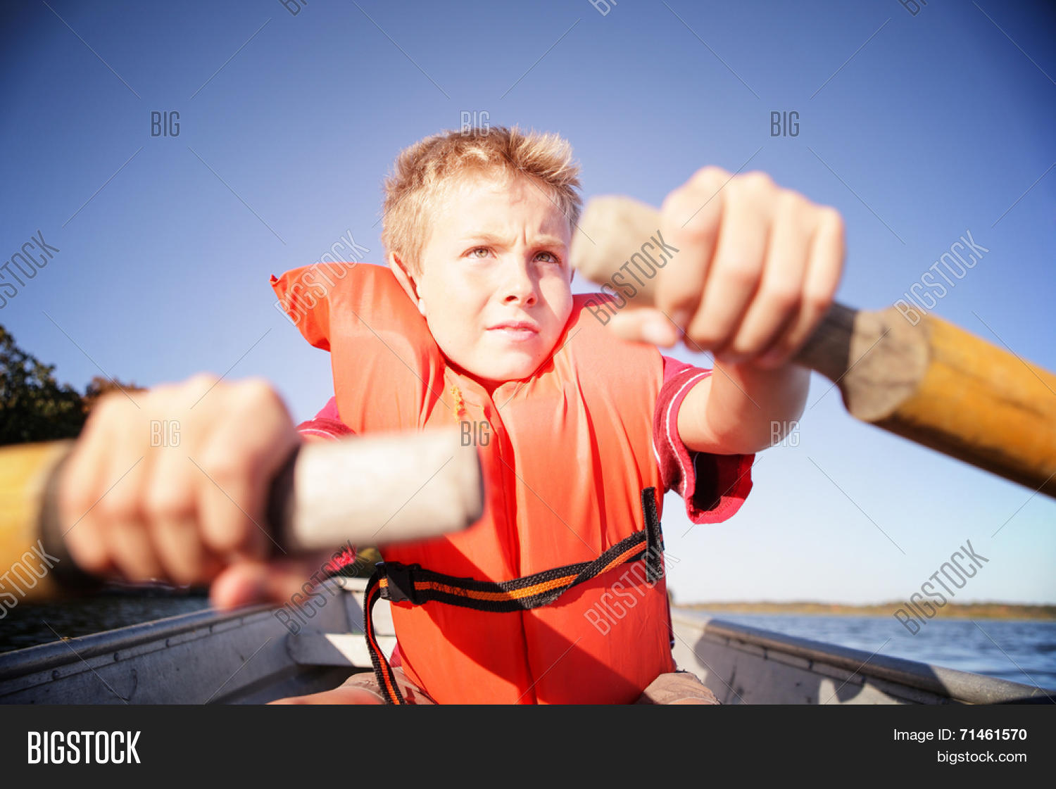 Boy Rowing Boat On Image & Photo (Free Trial) | Bigstock