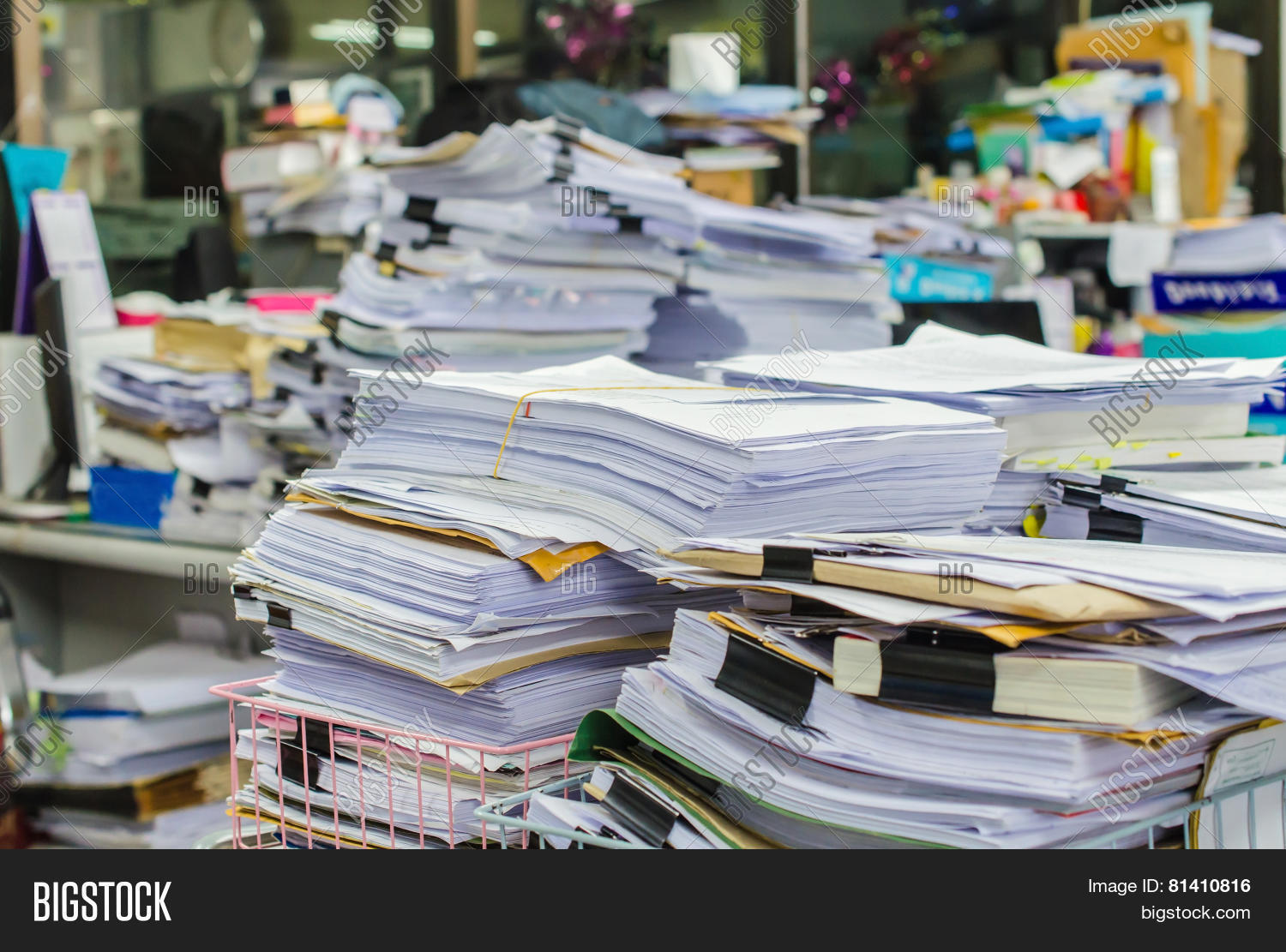 Pile Documents On Desk Image & Photo (Free Trial) | Bigstock