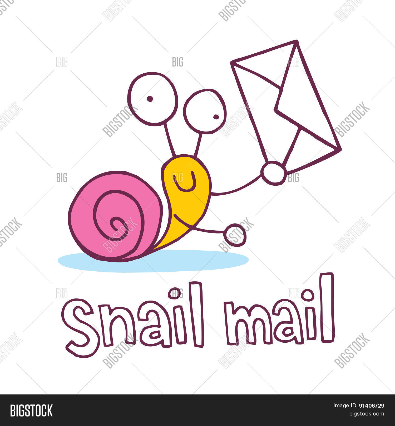 Snail Mail Cartoon Vector & Photo (Free Trial) | Bigstock