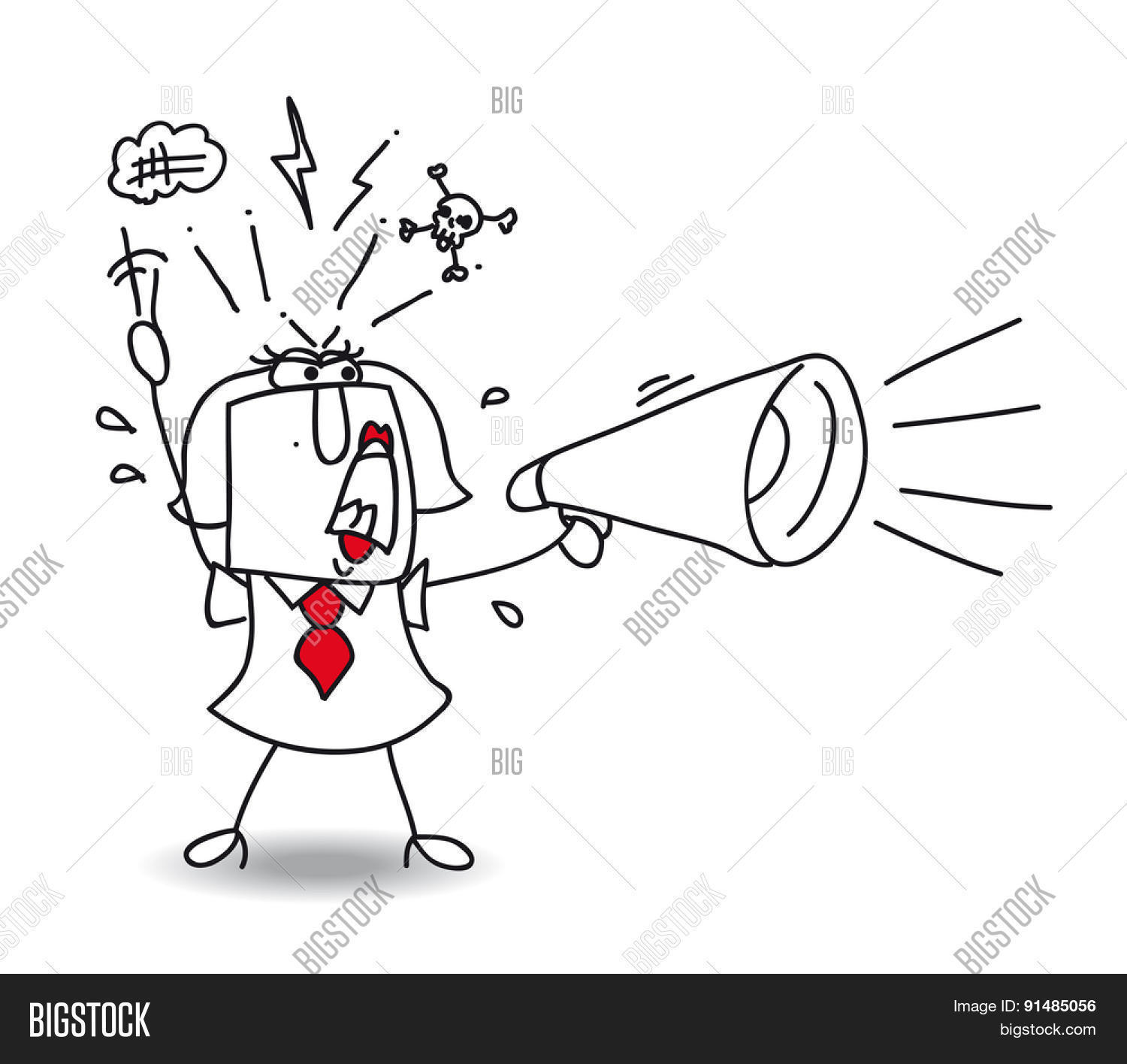 Angry Megaphone Woman Vector & Photo (Free Trial) | Bigstock