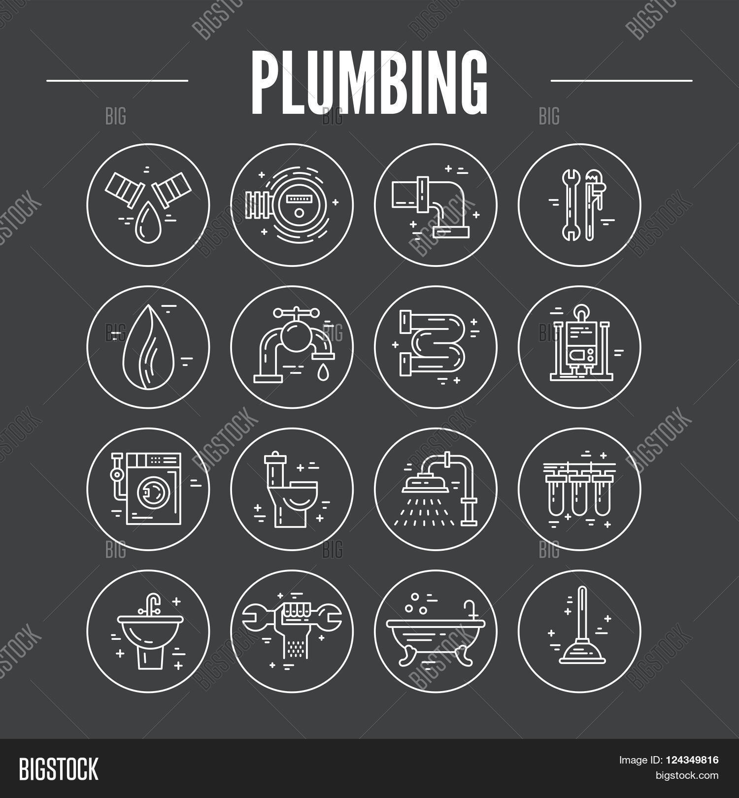 Plumbing Icons Vector & Photo (Free Trial) | Bigstock