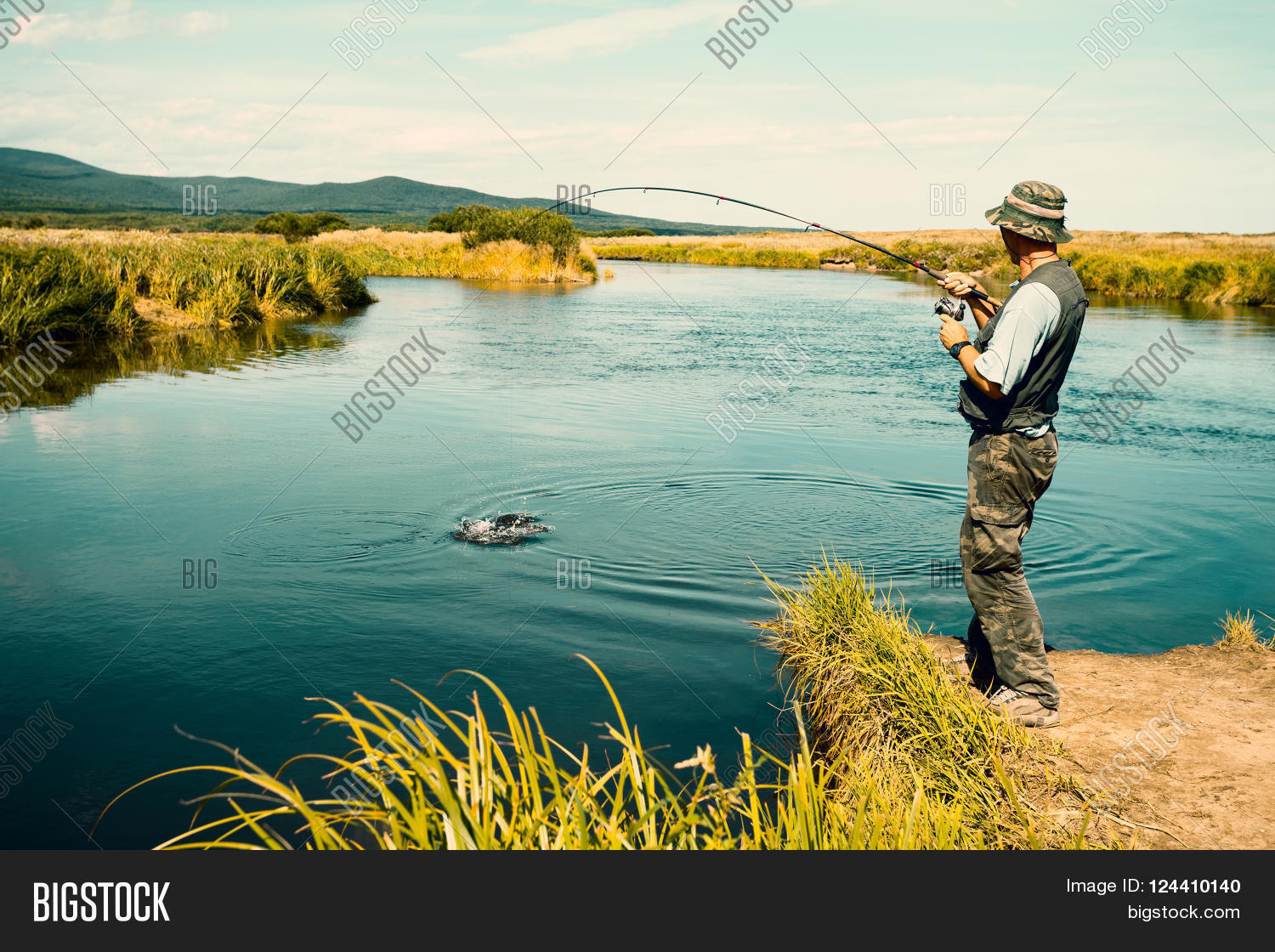 Middle Aged Man Fishes Image & Photo (Free Trial) | Bigstock