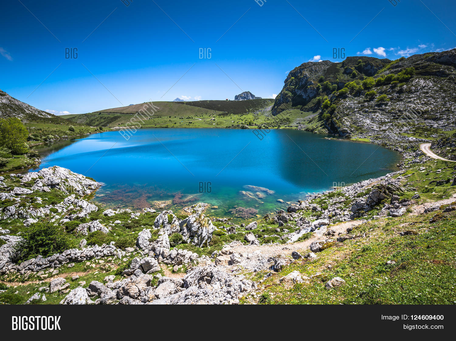 Lake Enol Mountain Image & Photo (Free Trial) | Bigstock