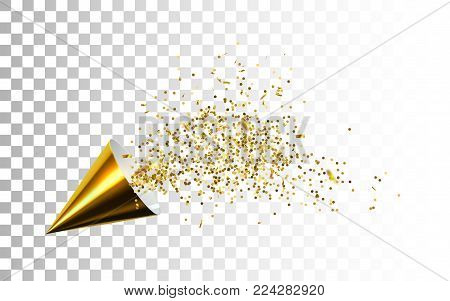 Golden Party Popper Vector & Photo (Free Trial) | Bigstock