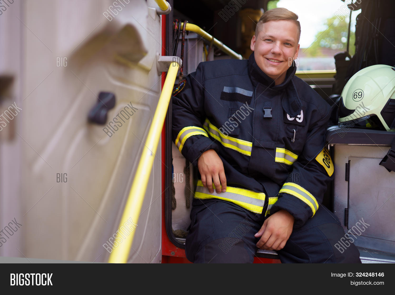 Photo Smiling Fireman Image & Photo (Free Trial) | Bigstock