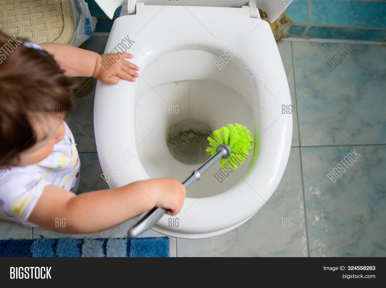 Child Cleans Toilet. Image & Photo (Free Trial) | Bigstock