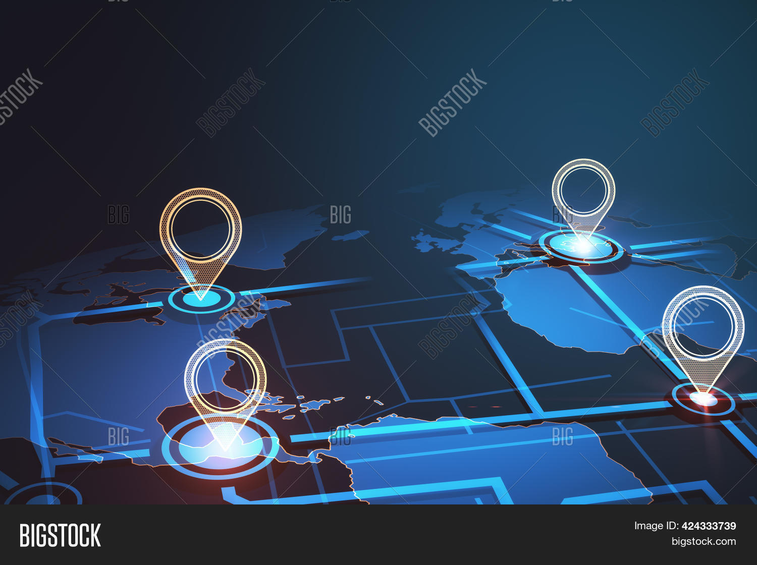 Creative Glowing Map Image & Photo (Free Trial) | Bigstock
