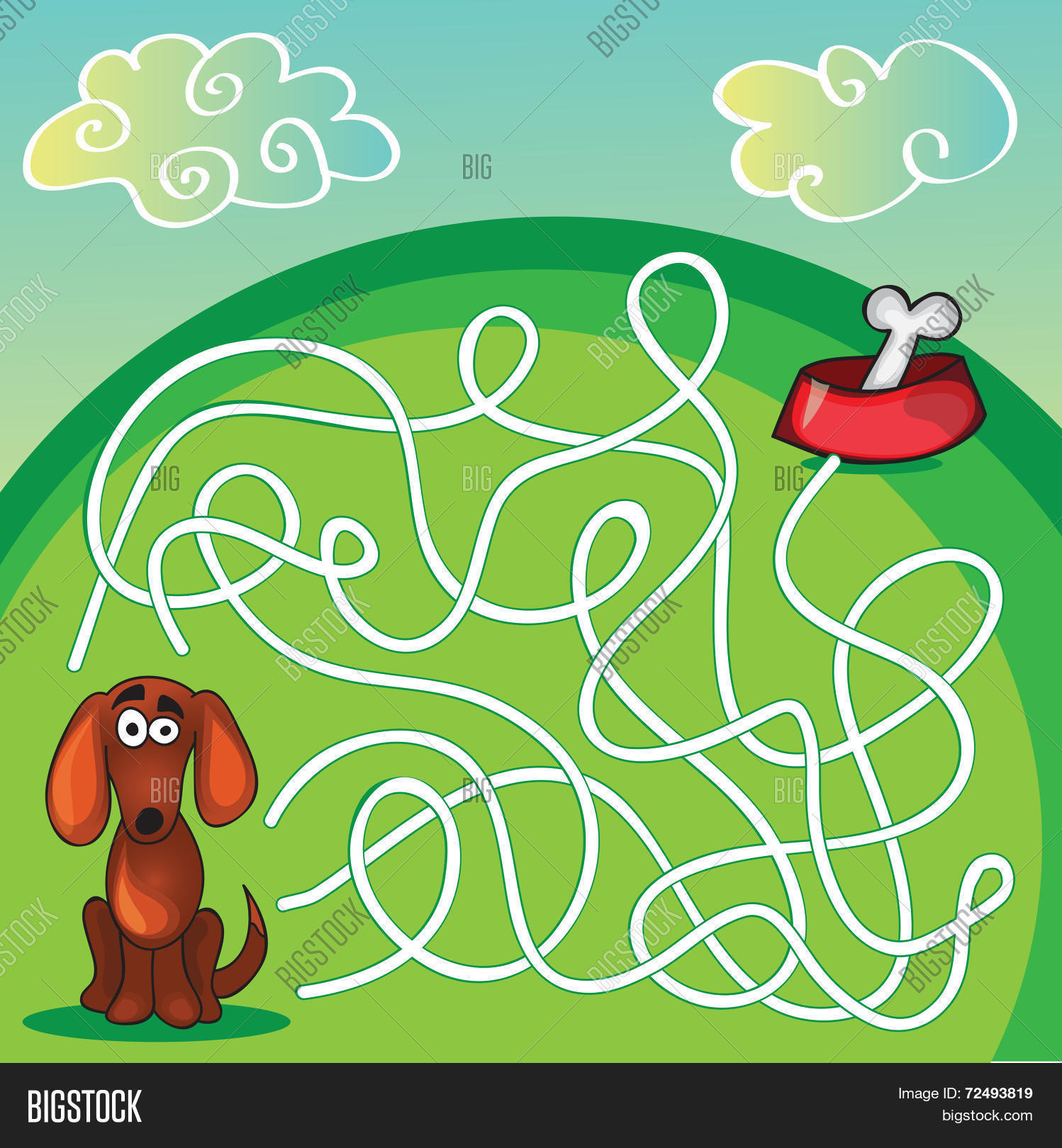 Cute Dog's Maze Game Vector & Photo (Free Trial) | Bigstock