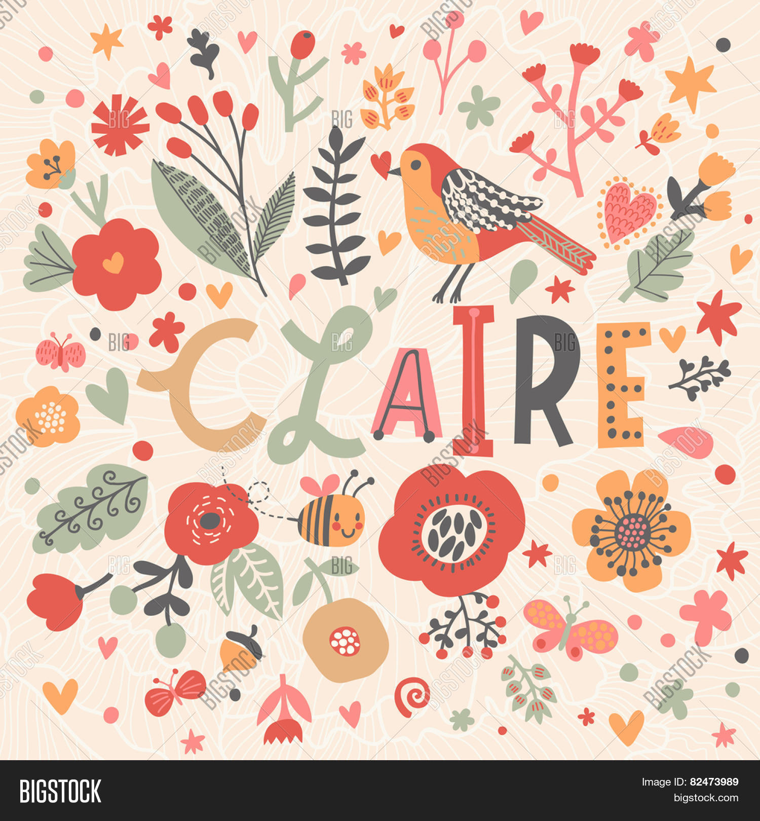 Bright Card Beautiful Name Claire Vector And Photo Bigstock