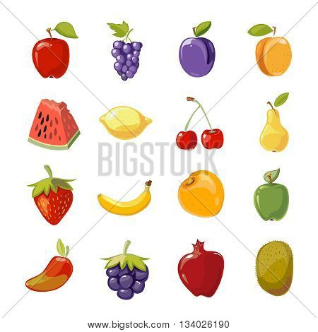 Fruit Icons Cartoon Vector & Photo (Free Trial) | Bigstock