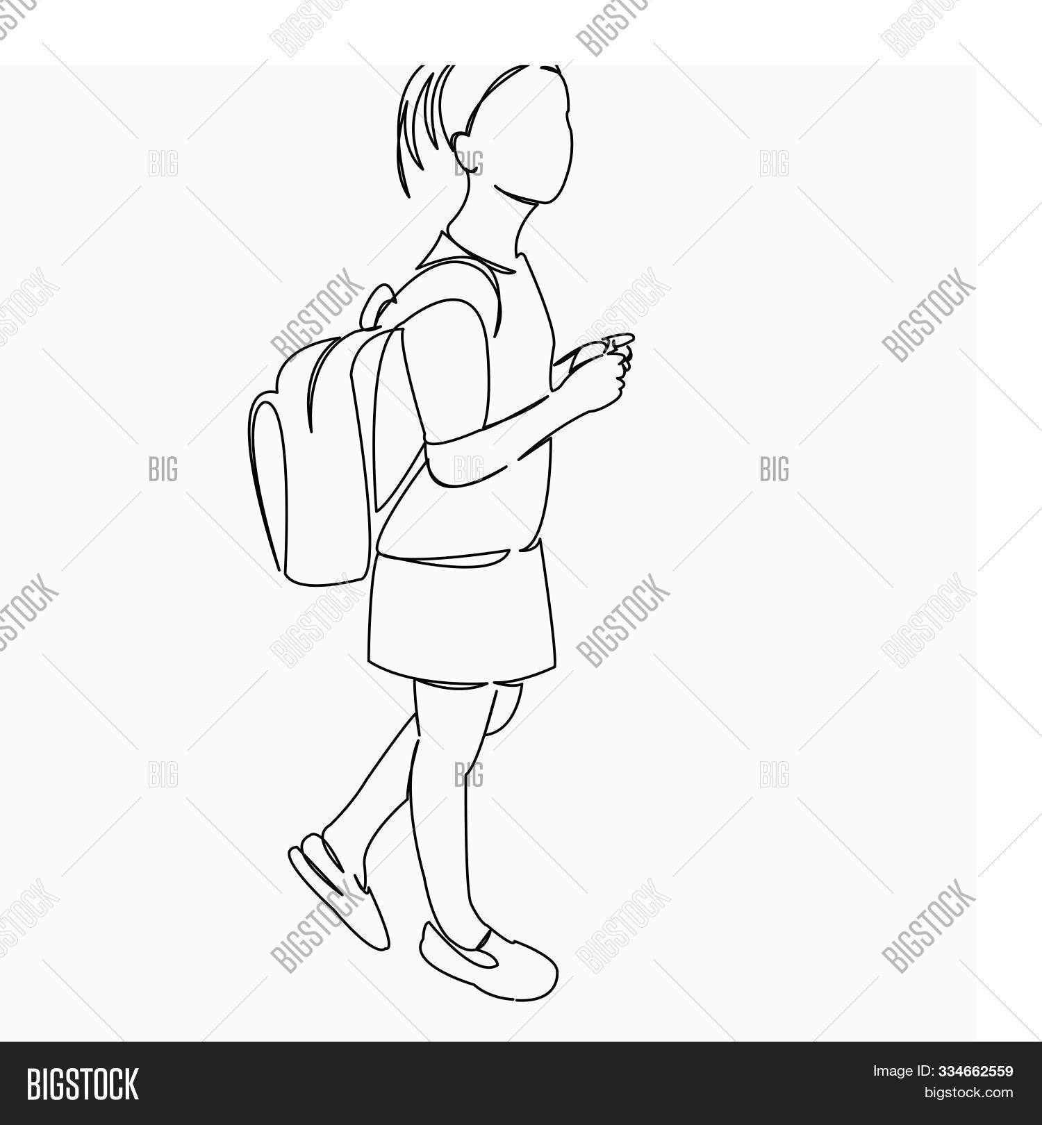 how to draw girl at school