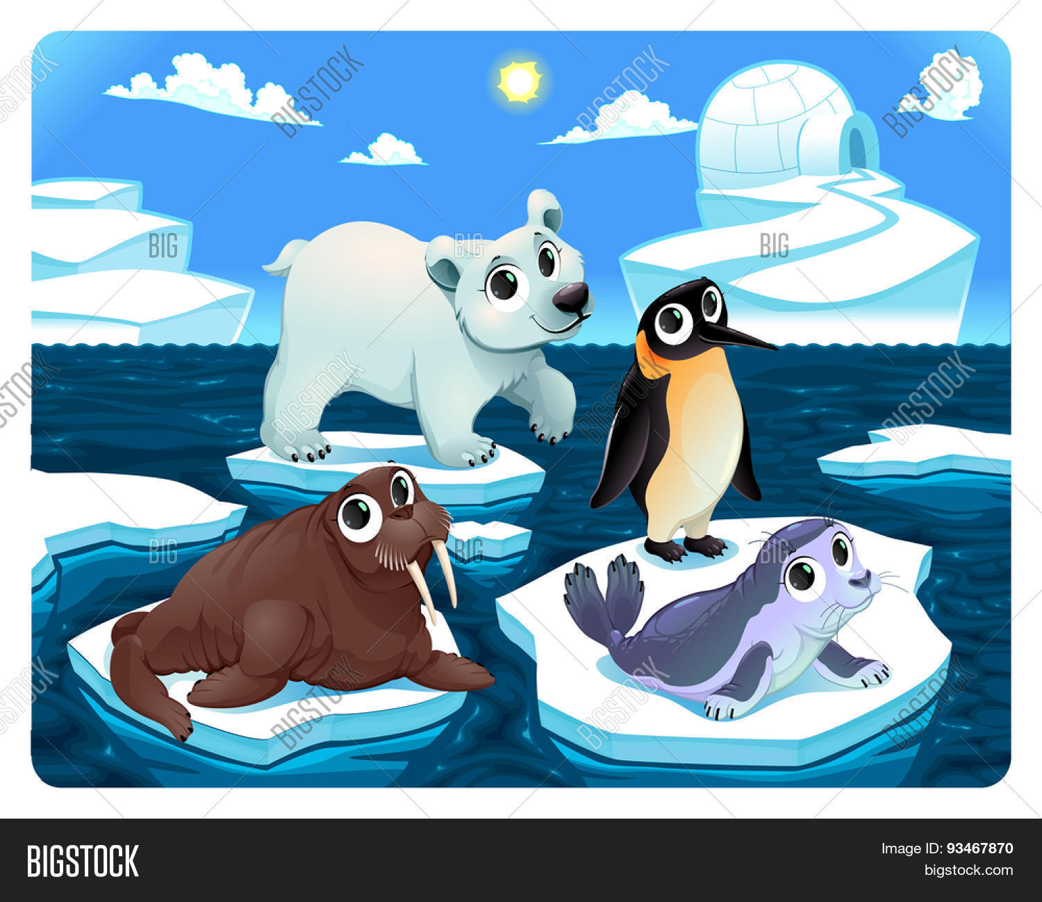 Polar Animals On Ice Vector & Photo (Free Trial) | Bigstock