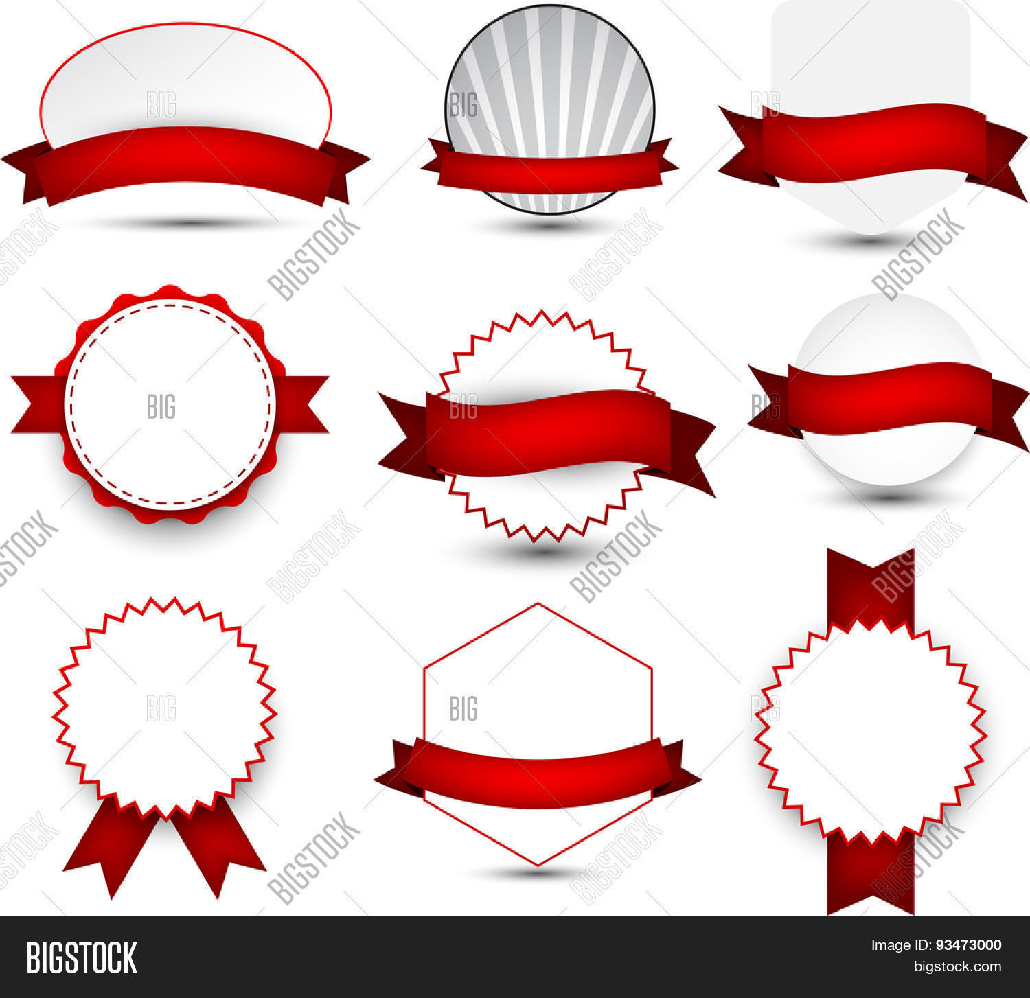Set Red Ribbons Award Vector & Photo (Free Trial) | Bigstock