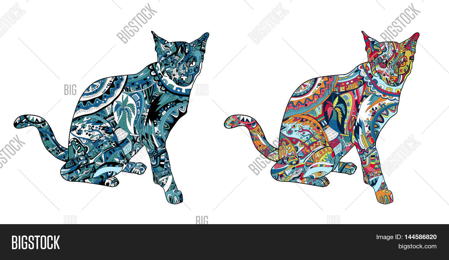 Line Art Cat Coloring Vector & Photo (Free Trial) | Bigstock