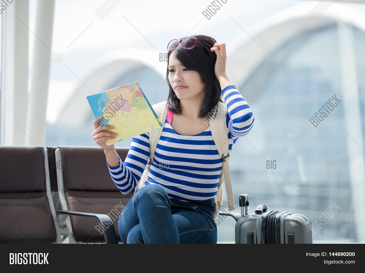 Beauty Woman Take Map Image & Photo (Free Trial) | Bigstock