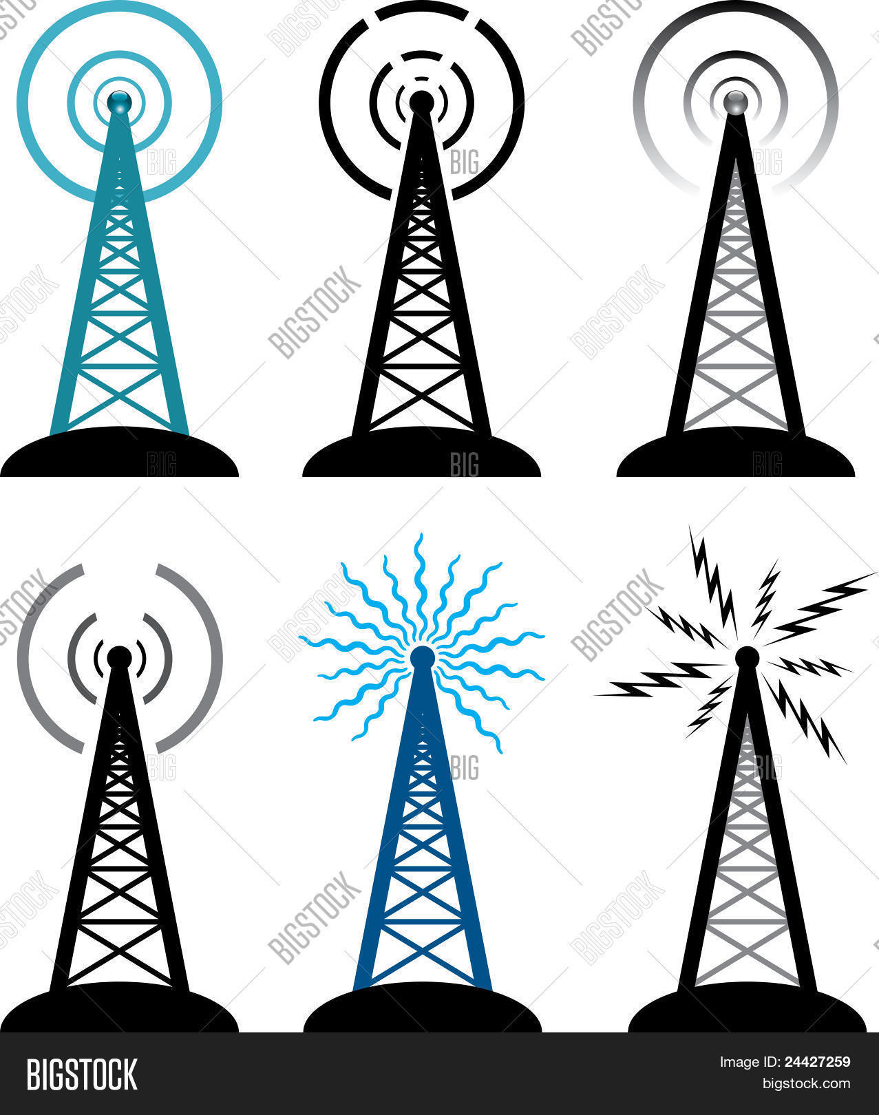 Radio Tower Symbols Vector & Photo (Free Trial) | Bigstock