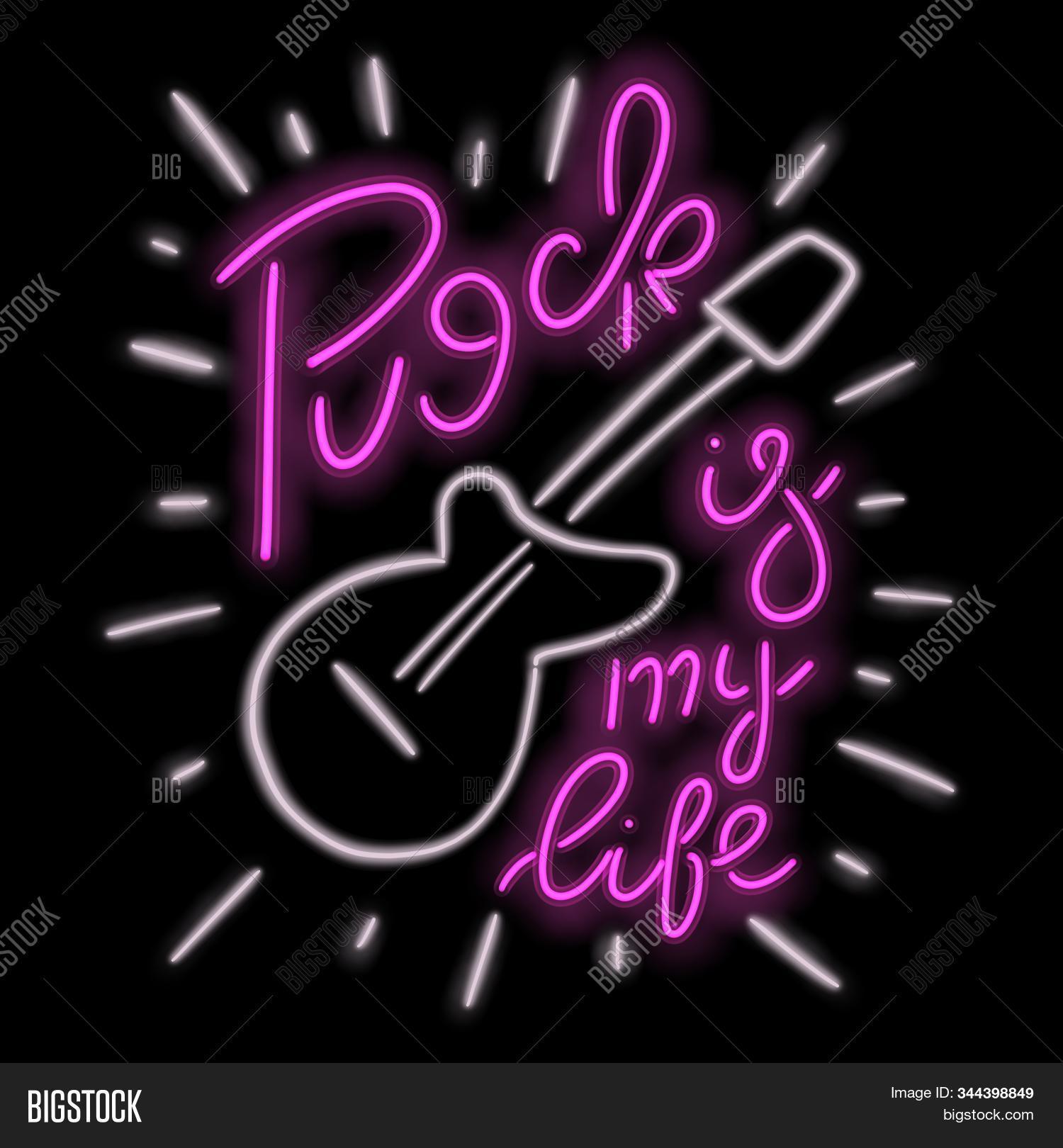 Neon Lettering Rock My Image & Photo (Free Trial) | Bigstock