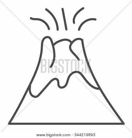 Volcano Thin Line Vector & Photo (Free Trial) | Bigstock
