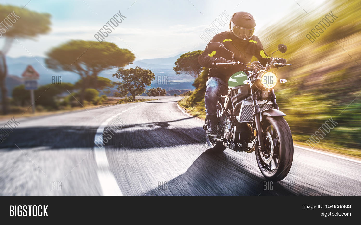 Motorbike On Road Image & Photo (Free Trial) | Bigstock