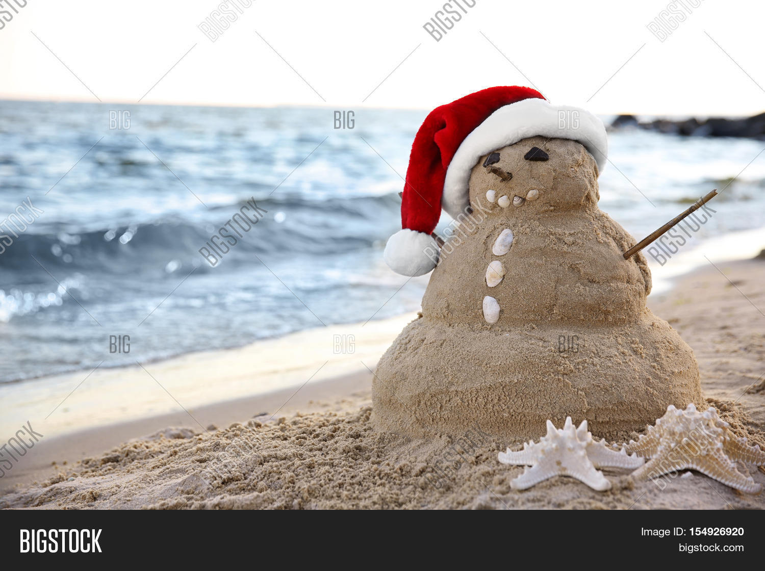 Snowman Made Sand On Image & Photo (Free Trial) | Bigstock