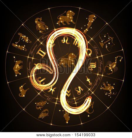 Zodiac Sign Leo Fire- Vector & Photo (Free Trial) | Bigstock