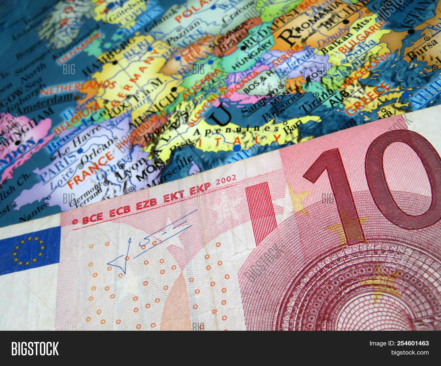 Euro Banknote On Map Image & Photo (Free Trial) | Bigstock