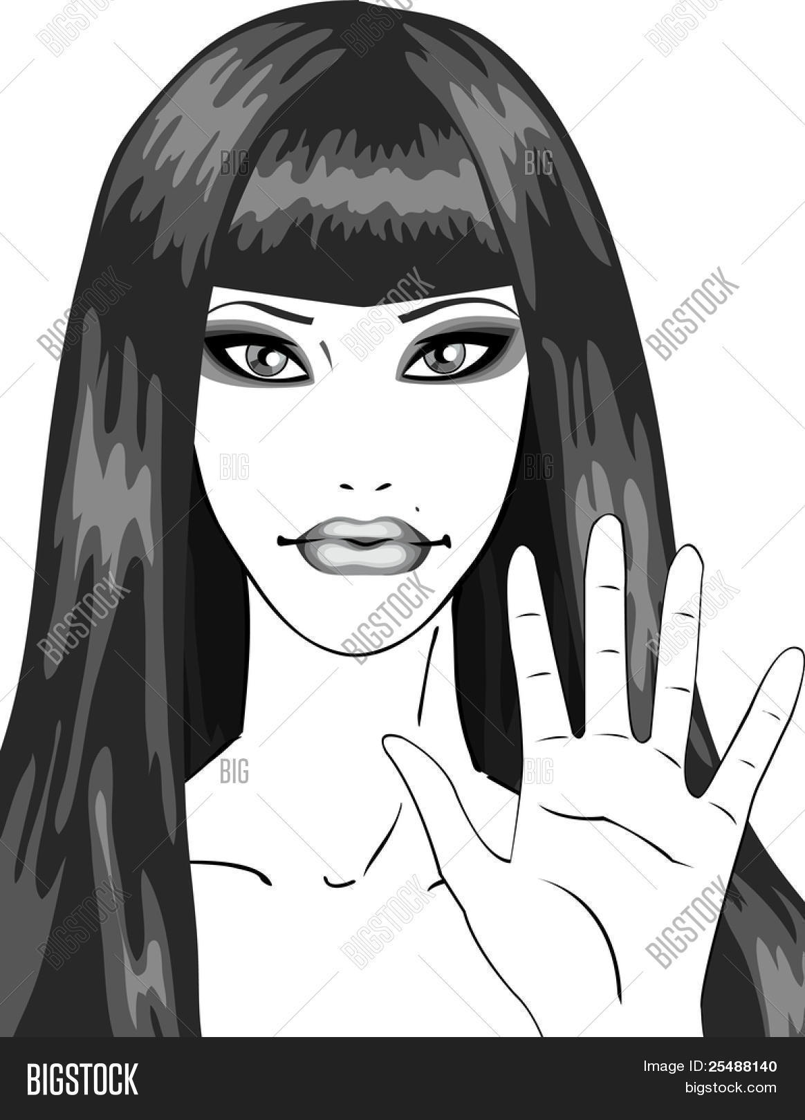 Girl Stop Hand. Vector & Photo (Free Trial) | Bigstock