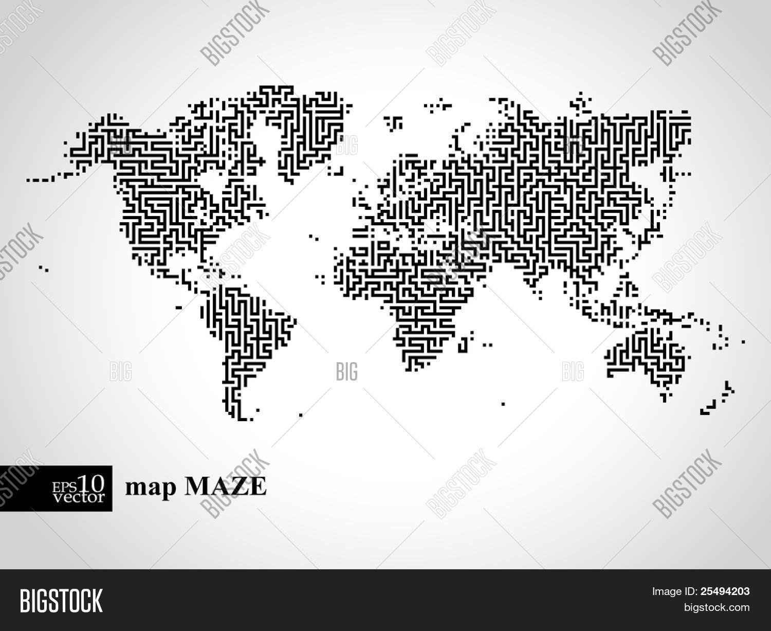 Vector Earth Maze Map Vector & Photo (Free Trial) | Bigstock