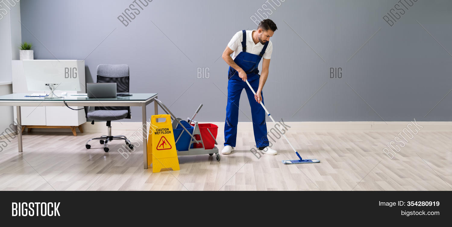 Man Mop Wet Floor Sign Image & Photo (Free Trial) | Bigstock