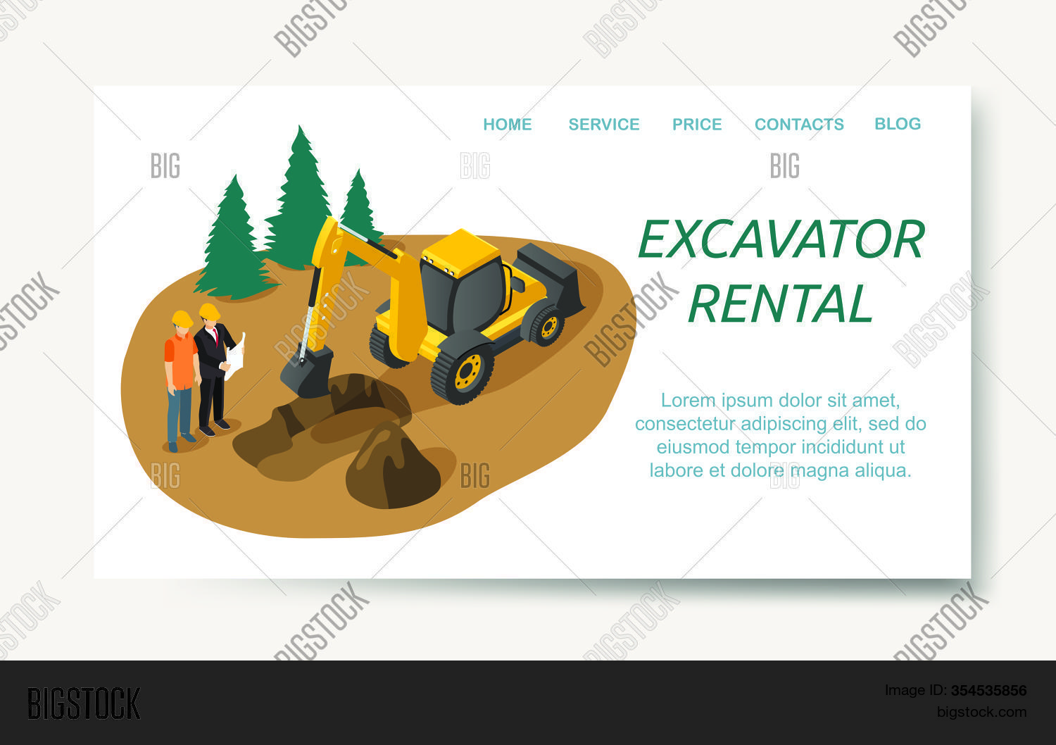 Excavator Rental Vector & Photo (Free Trial) | Bigstock