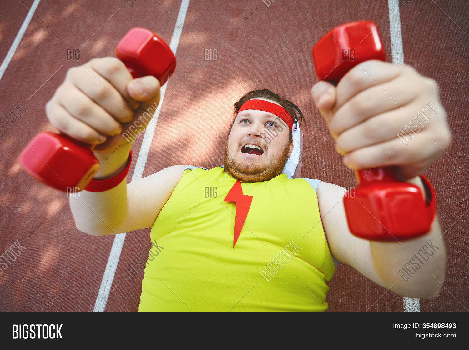 Fat Man Dumbbells Image & Photo (Free Trial) | Bigstock