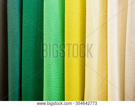Bright Palette Of Colorful Knitted Fabrics Close-up. Samples Of Bright ...