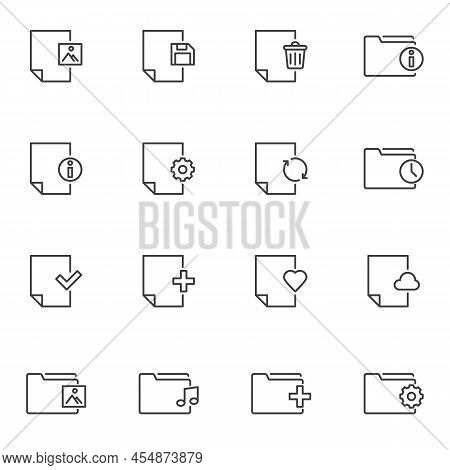 Folders And Files Line Icons Set, Outline Vector Symbol Collection, Linear Style Pictogram Pack ...