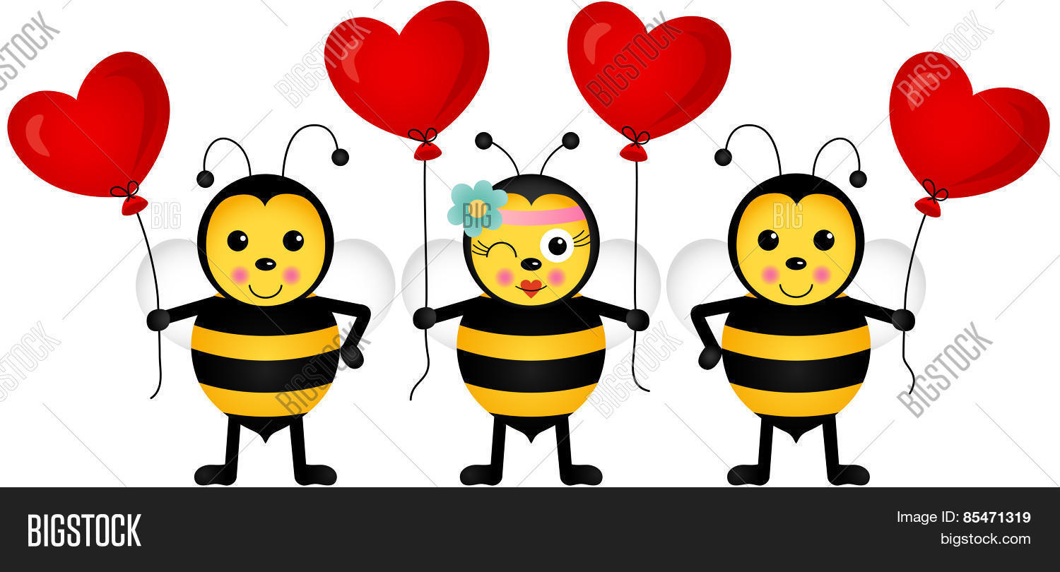 Cute Bees Heart Vector & Photo (Free Trial) | Bigstock