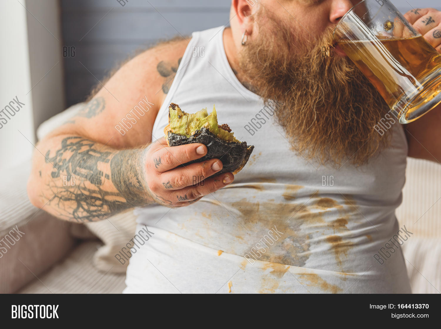 Fat Drunk Man Drinking Image And Photo Free Trial Bigstock
